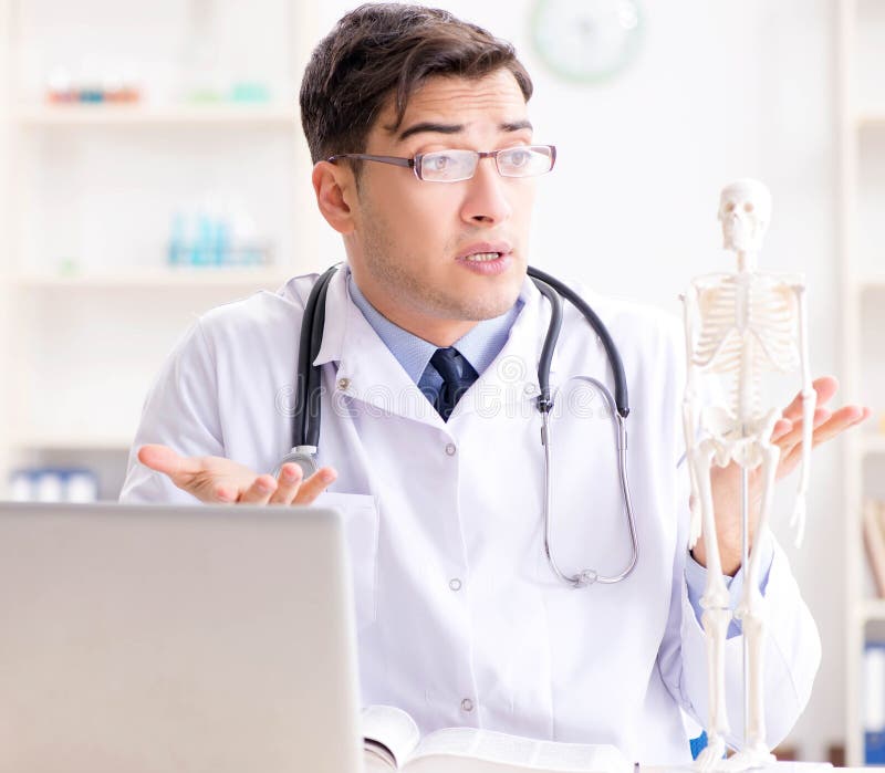 Doctor Explaining Human Body on Skeleton Stock Photo - Image of ...