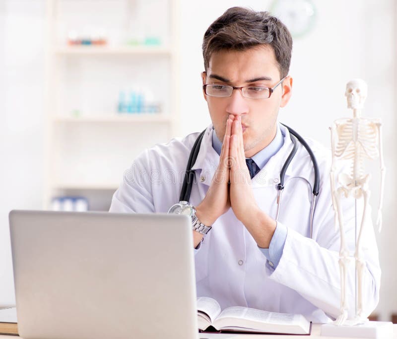 Doctor Explaining Human Body on Skeleton Stock Photo - Image of ...