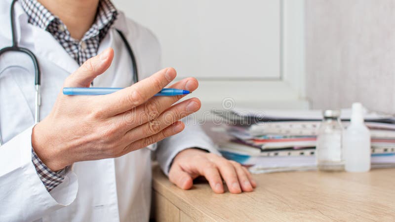 The Doctor Explaining Something for Patient by Making Hands Gestures ...