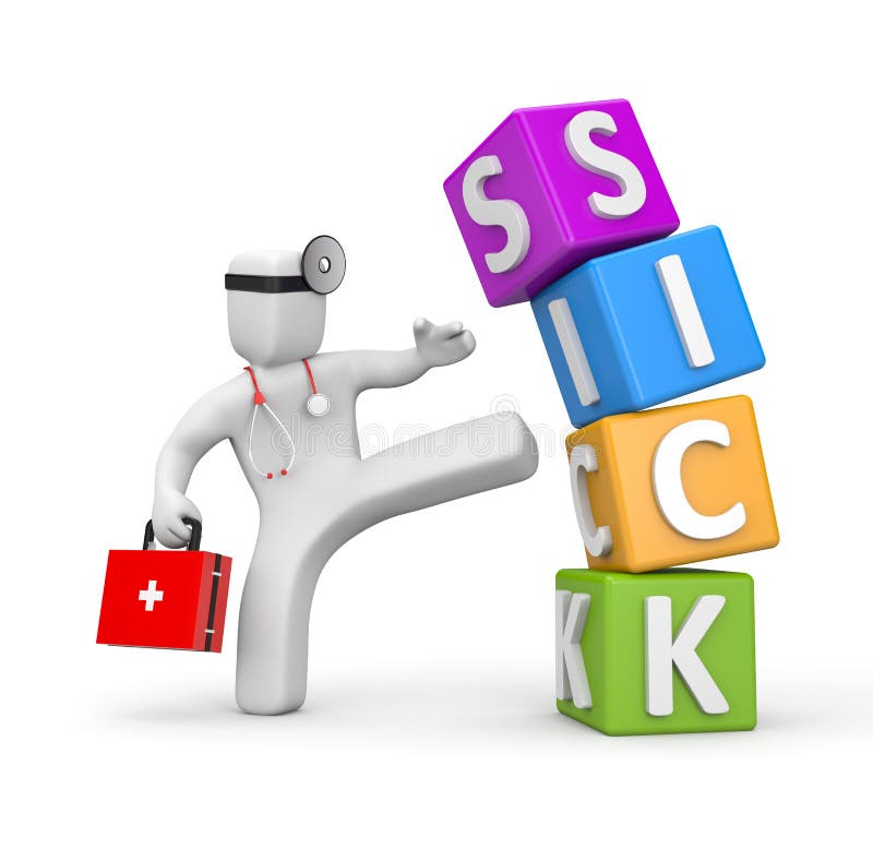 Doctor fights sick stock illustration. Illustration of profession ...