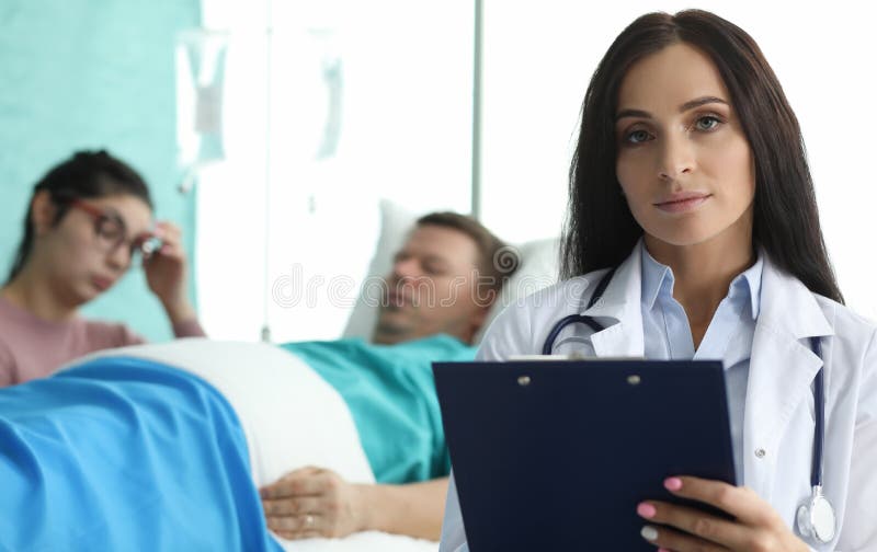 Doctor with Folder is Standing in Palette Sick Man Stock Image - Image ... Doctor with Folder is Standing in Palette Sick Man Stock Image - Image ...