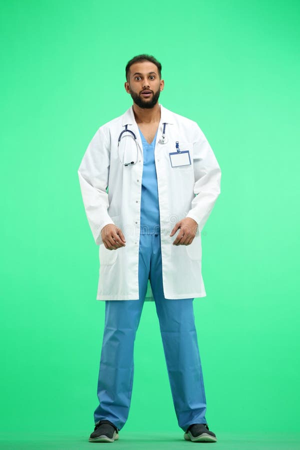 Doctor, Full-length, on a Green Background Stock Photo - Image of ...