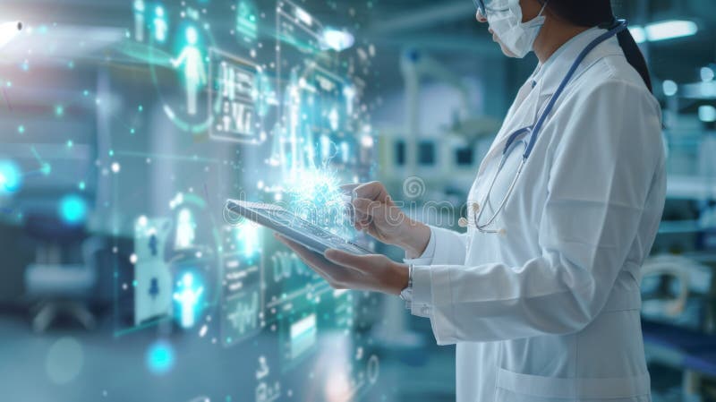 Doctor with Futuristic Medical Tablet. AI Generated Stock Photo - Image ...