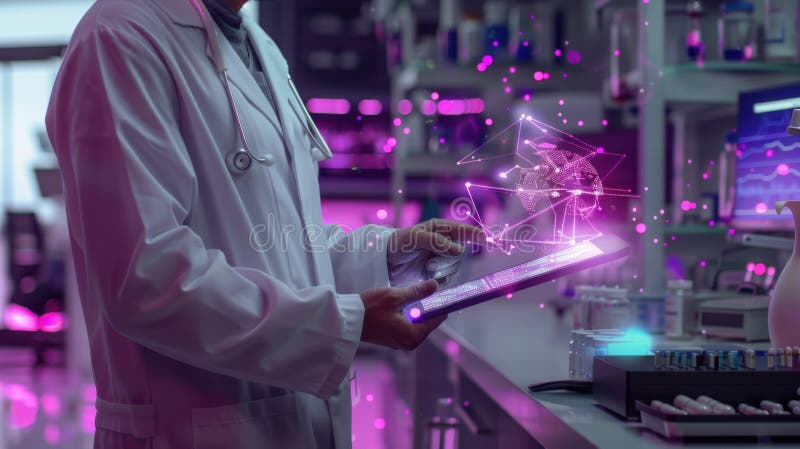 The Doctor with Futuristic Tablet. AI Generated Stock Image - Image of ...
