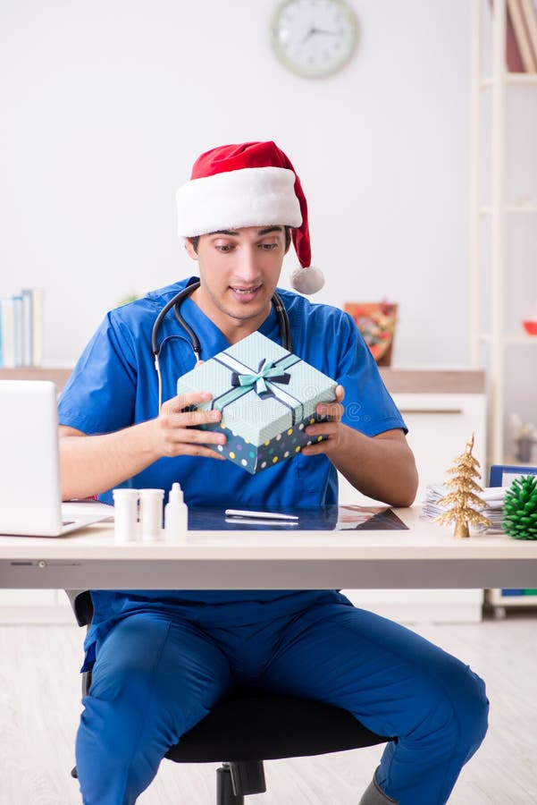 The Doctor with Gift Box in the Hospital Stock Image - Image of exam ...