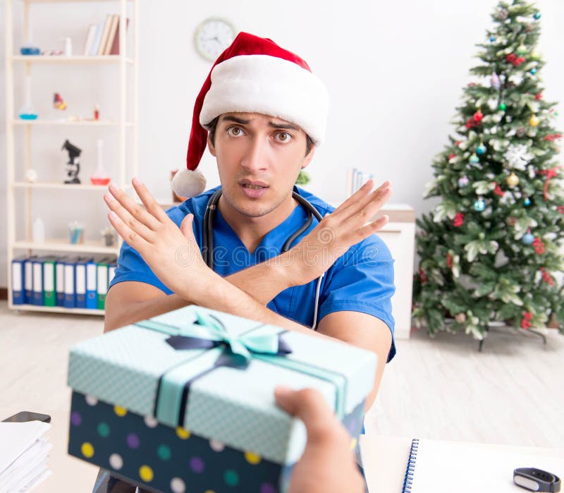 Doctor with Gift Box in the Hospital Stock Image - Image of celebration ...