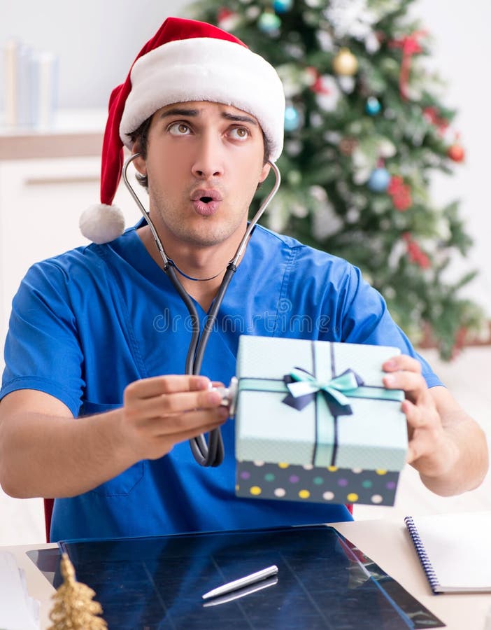 Doctor with Gift Box in the Hospital Stock Image - Image of checkup ...