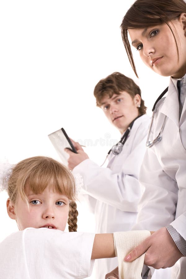 Doctor Give First Aid of Child. Stock Photo - Image of girl, offspring ...
