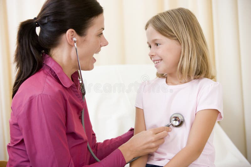 Doctor Giving Woman Checkup in Exam Room Stock Image - Image of clinic ...