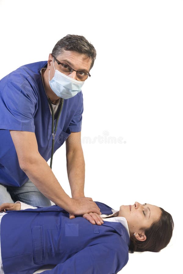 Doctor Giving First Aid To Female Pacient Stock Photo - Image of health ...