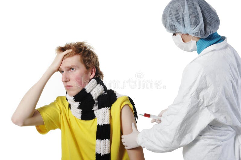 Nurse Giving Shot To Anxious Patient 2 Stock Image - Image of blonde ...