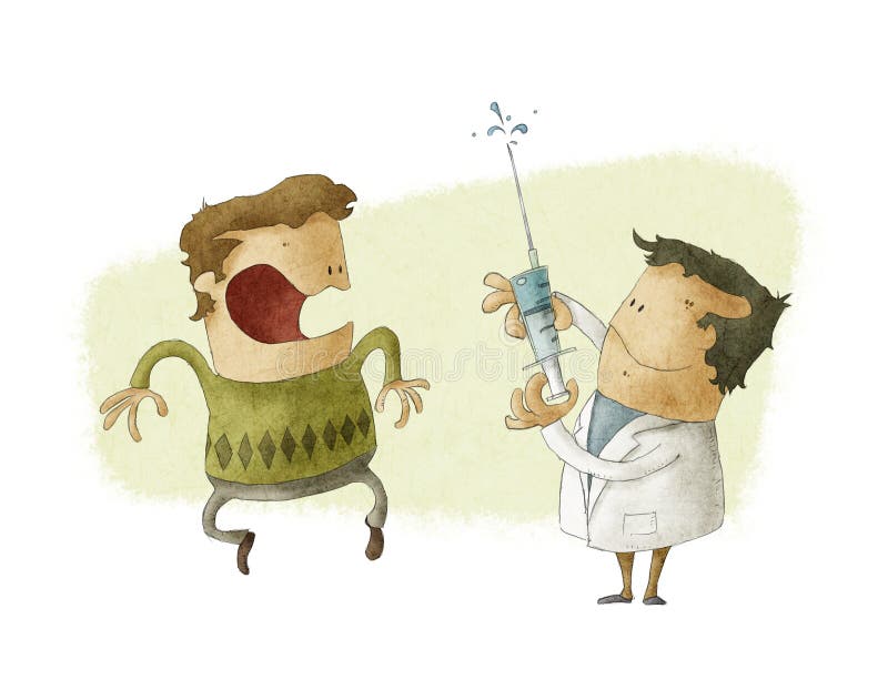 Cartoon Nurse With Needle Injecting Stock Illustration - Illustration ...