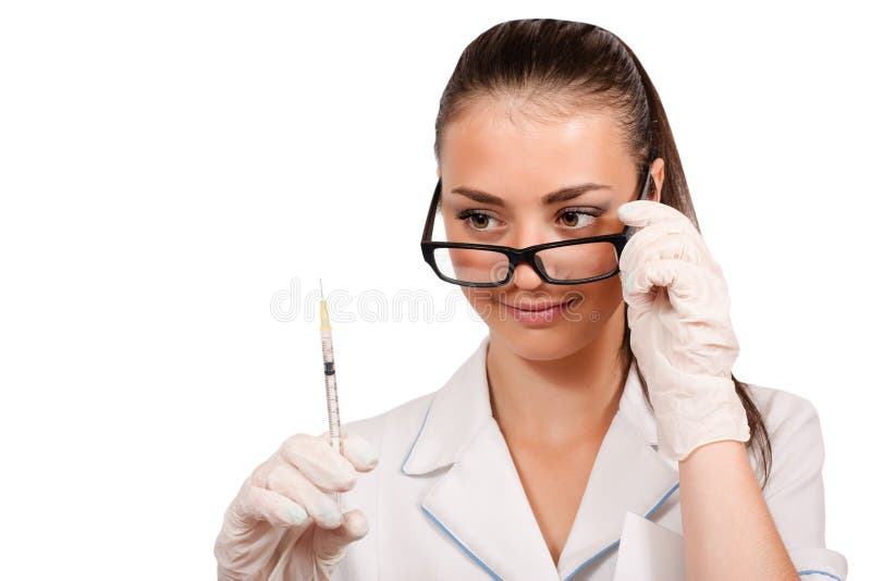 Doctor in Glasses with a Syringe Stock Image - Image of exploration ...