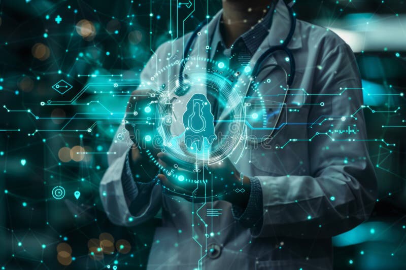 Doctor and Glowing User Interface, Modern Medical Technologies Concept ...