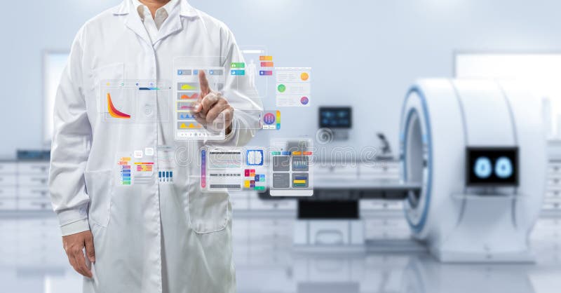 Doctor with Graphic Interface Display in Hospital Room Stock Image ...