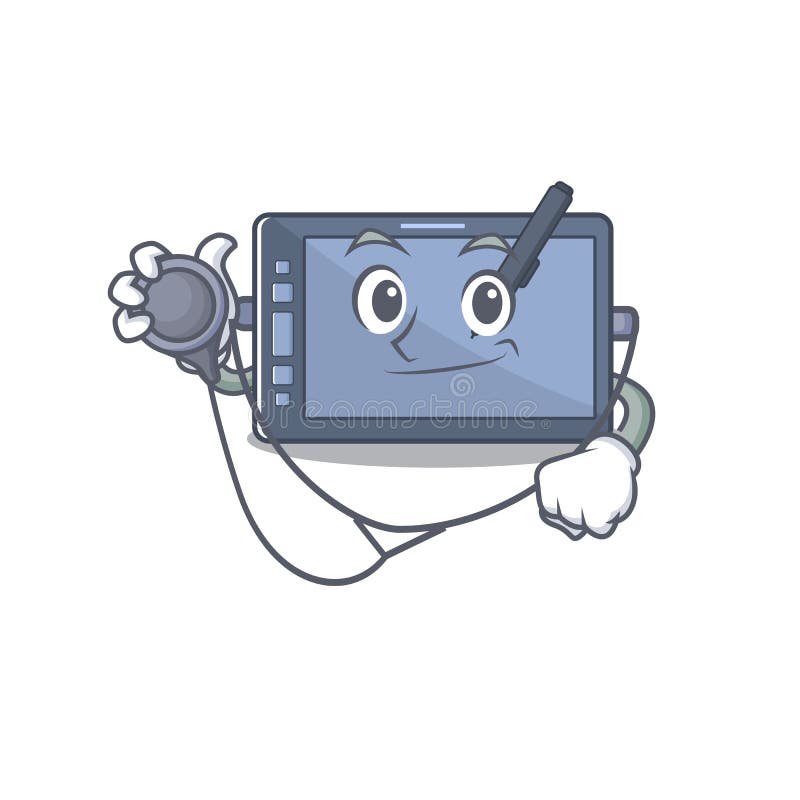 Doctor Graphic Tablet Character with the Cartoon Stock Vector ...