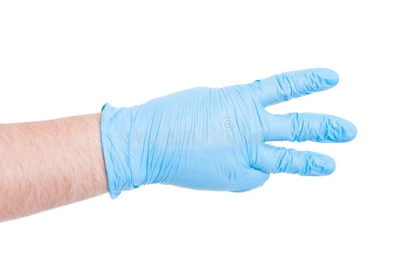 Doctor Hand with Glove Showing Number Three Stock Photo - Image of ...