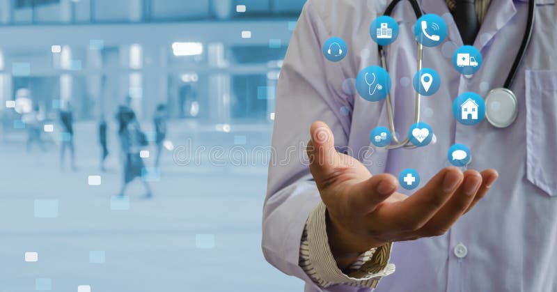 Doctor Hand Icon Virtual Screen Interface Technology Health Care ...