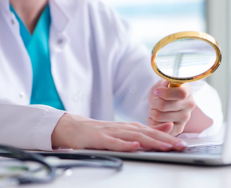 Doctor Hand with Magnifying Glass Stock Photo - Image of exam, clinic ...