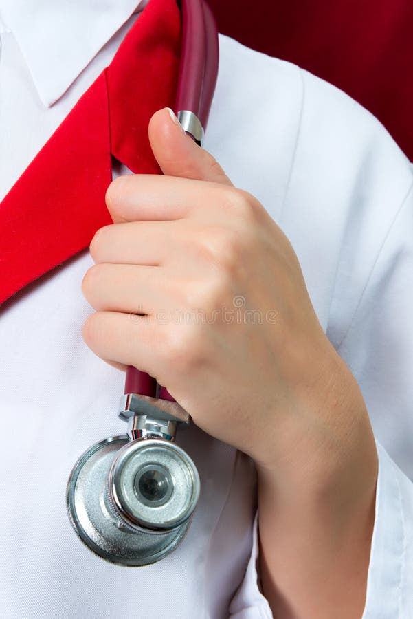 Doctor Hand with Red Stethoscope Stock Photo - Image of hospital, nurse ...