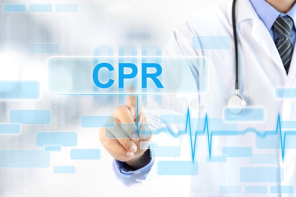 Doctor Hand Touching CPR Sign on Virtual Screen Stock Photo - Image of ...