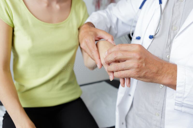 Feeling pulse on self stock photo. Image of attractive - 33680918