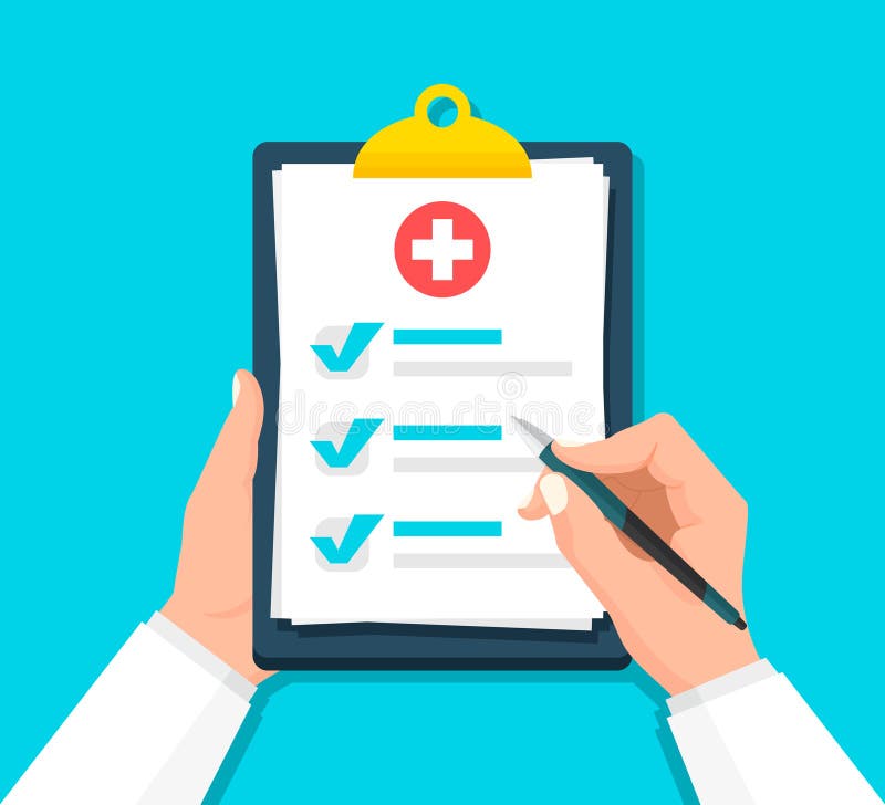 Doctor Hands Holding Clipboard with Checklist for Medical Report in a ...