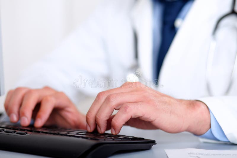 Doctor Hands Using a Computer Stock Image - Image of keyboard, positive ...