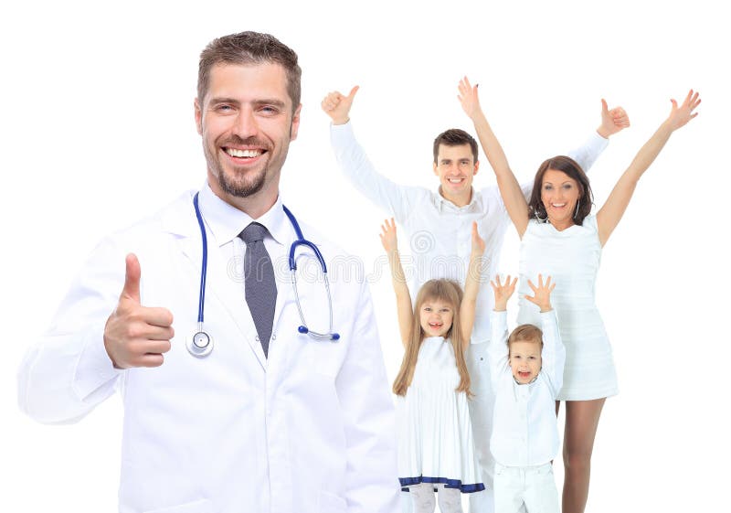 Doctor and happy family stock photo. Image of pediatrician - 75173386