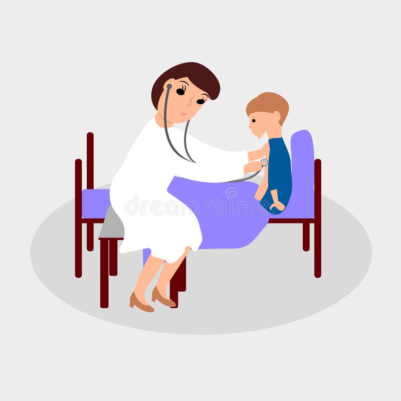 The Doctor Has a Sick Child. Vector Color Illustration. Stock ...