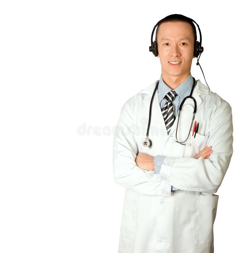 Doctor with headphones stock photo. Image of care, korean - 18541282