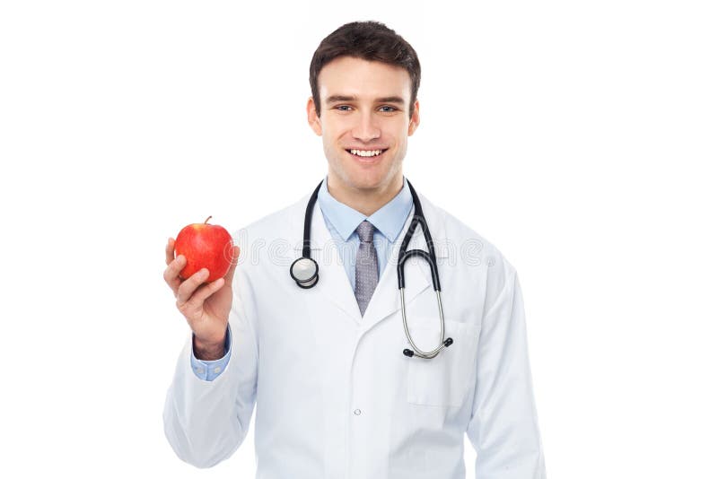Doctor holding an apple stock image. Image of handsome - 37782831