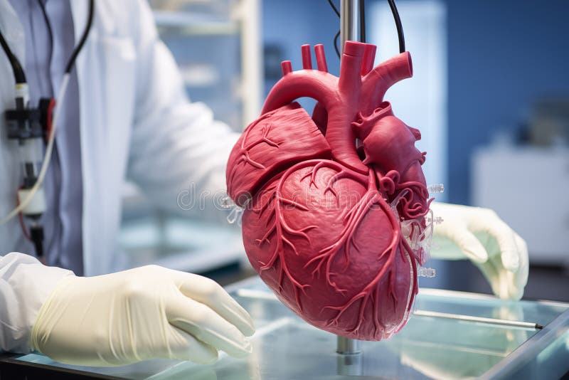 Doctor is Holding Artificial Human Heart Model. Advanced Technology ...