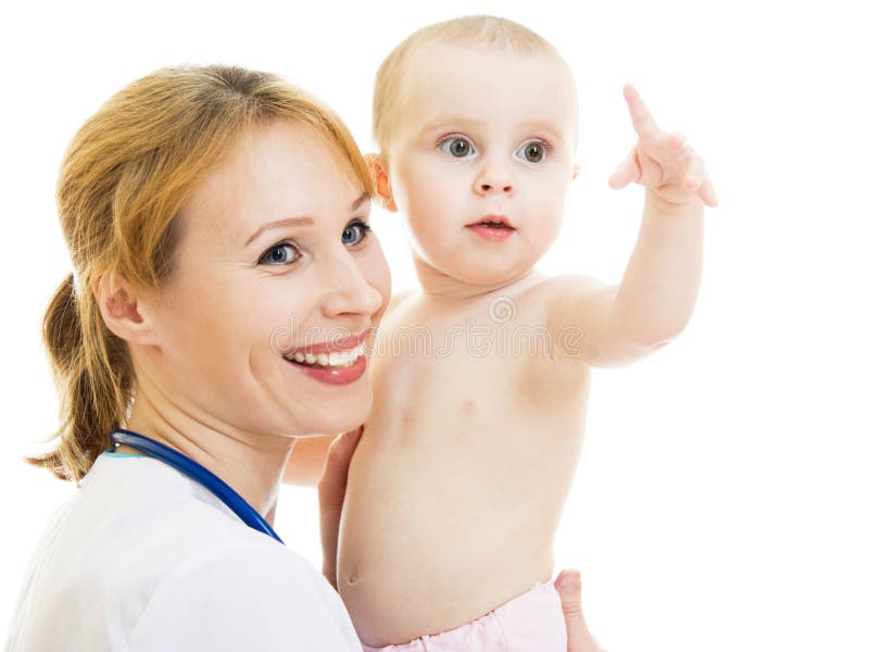 Doctor Examines Child Using Stethoscope Stock Image - Image of ...