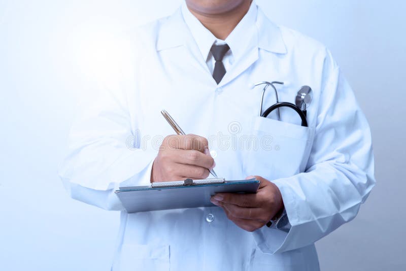 Doctor Holding a Clipboard. on White Background Stock Photo - Image of ...
