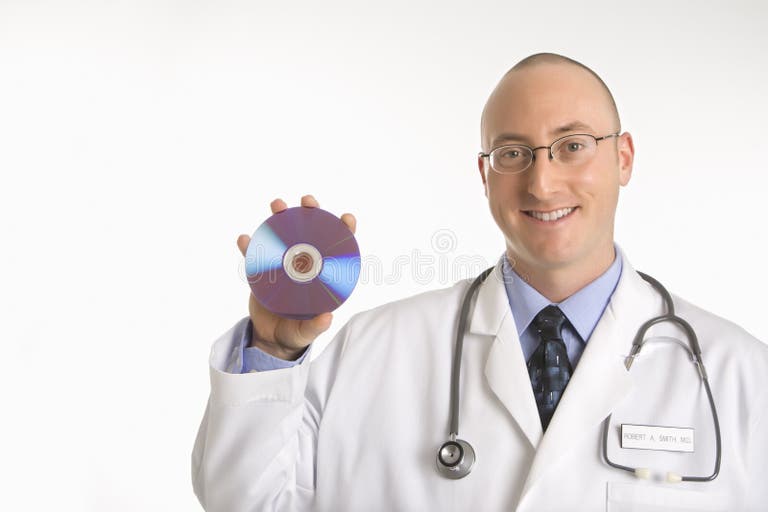 Doctor Holding Compact Disc. Stock Image - Image of color, doctor: 2431977