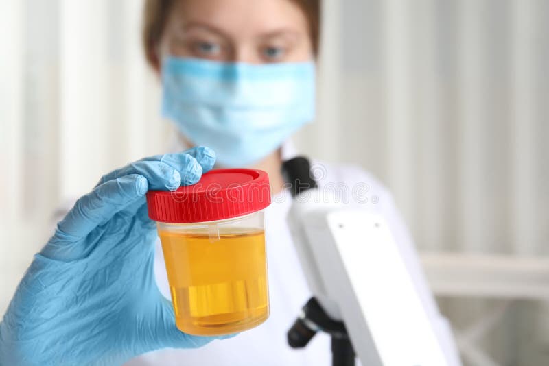 Doctor Holding Container with Sample for Analysis Stock Photo - Image ...
