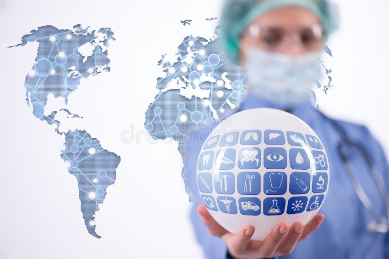The Doctor Holding Earth in Global Medicine Concept Stock Image - Image ...