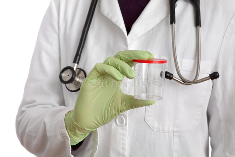 Doctor Hold Empty Sample Container Stock Photo - Image of checkup ...