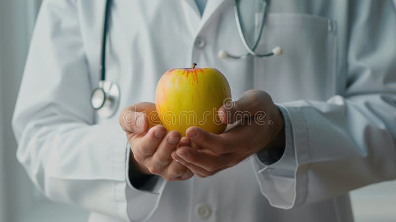 The Doctor Holding an Apple.AI Generated Image Stock Image - Image of ...