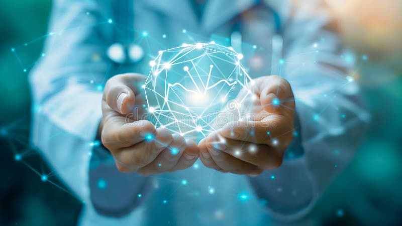 A Doctor Holding a Glowing Medical Device in His Hands Stock Image ...