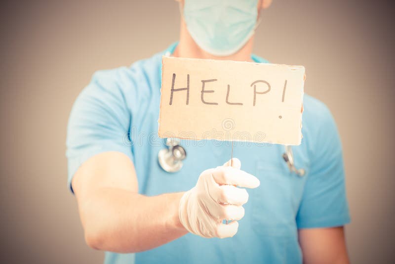 A Doctor Holding a Help Sign Isolated Stock Photo - Image of doctor ...
