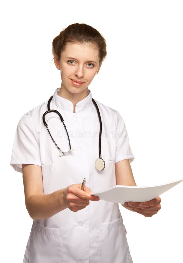 Doctor holding paper stock image. Image of holding, girl - 29239521