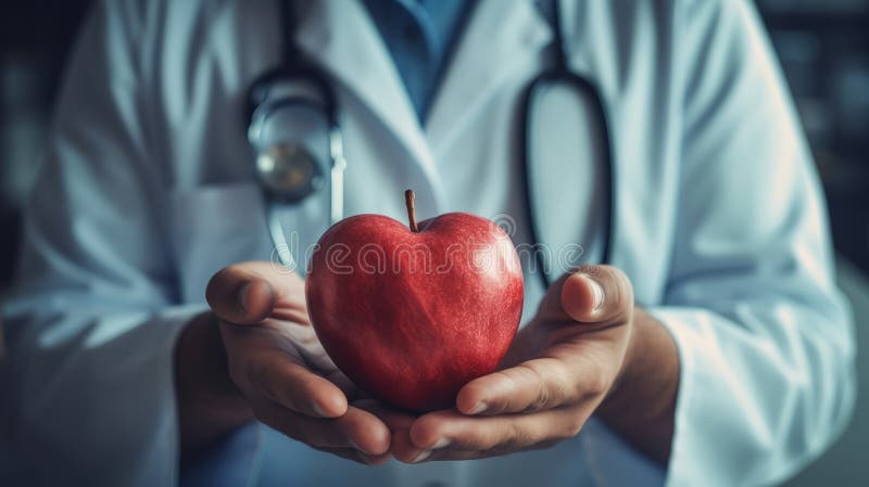 Doctor Holding Apple Doctor with Apple Doctor Holding Red Apple Stock ...