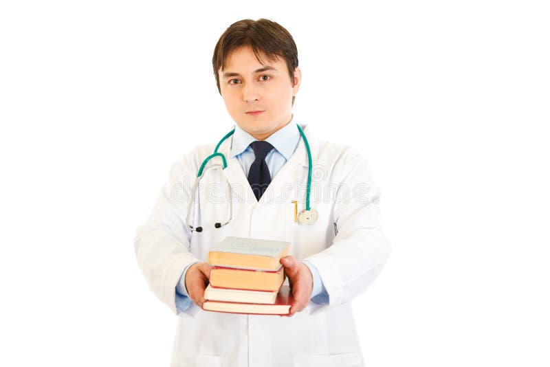 Doctor Holding Several Medical Books in Hands Stock Photo - Image of ...
