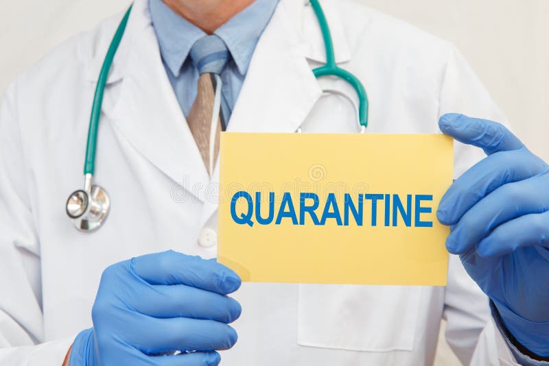 Doctor Holding Sign with Text QUARANTINE Closeup Stock Photo - Image of ...