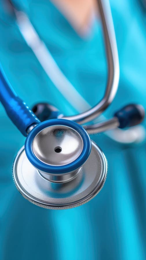 A Doctor is Holding a Stethoscope with a Blue Tip Stock Illustration ...