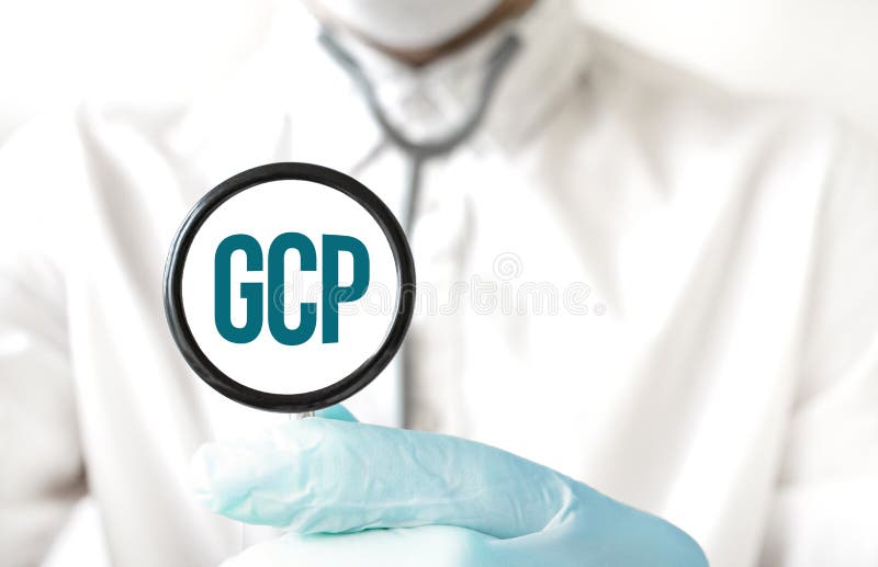 Doctor Holding a Stethoscope with Text GCP, Medical Concept Stock Image ...