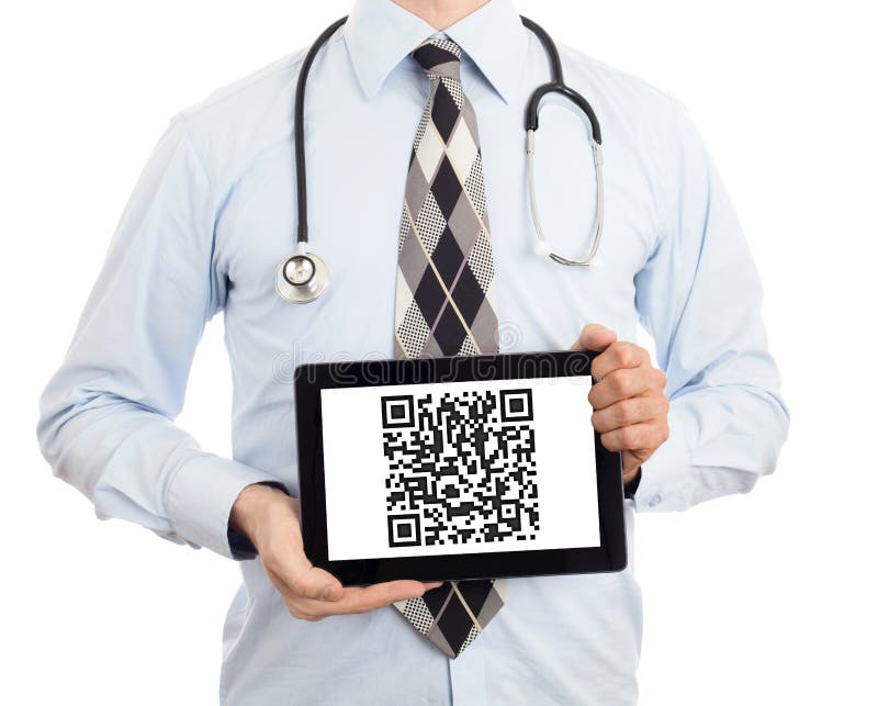 Doctor Holding Tablet - QR-code Stock Photo - Image of infection ...