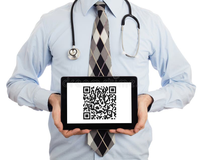 Doctor Holding Tablet - QR-code Stock Photo - Image of background ...